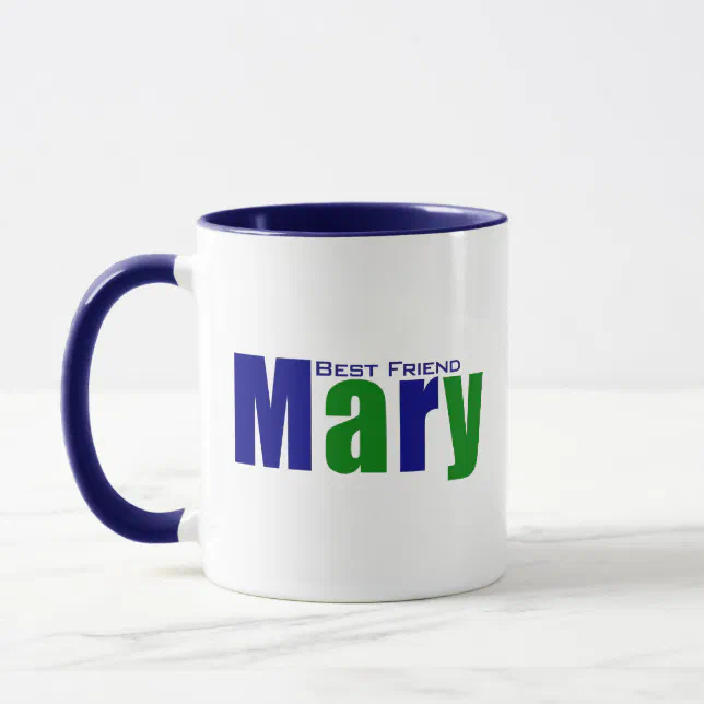 Personalized Modern "Mary" in Deep Green and Blue Mug | Zazzle