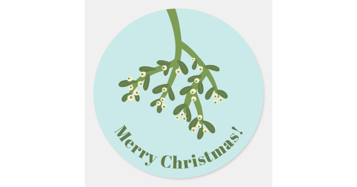 Personalized Modern Mistletoe Christmas Classic Round Sticker | Zazzle