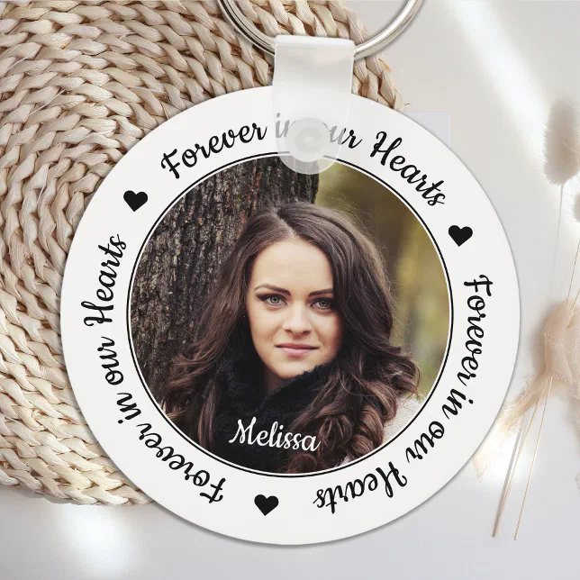 Personalized Modern Photo Remembrance Memorial Keychain | Zazzle