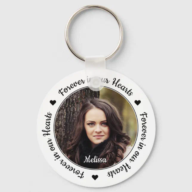Personalized Modern Photo Remembrance Memorial Keychain | Zazzle