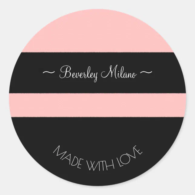 Personalized Modern Pink and Black Stickers | Zazzle