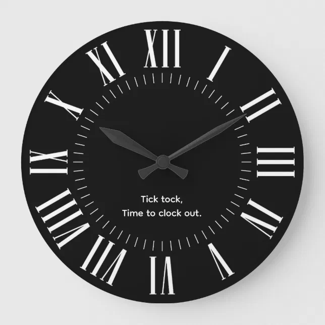 Personalized Modern Roman Numerals Black and White Large Clock | Zazzle