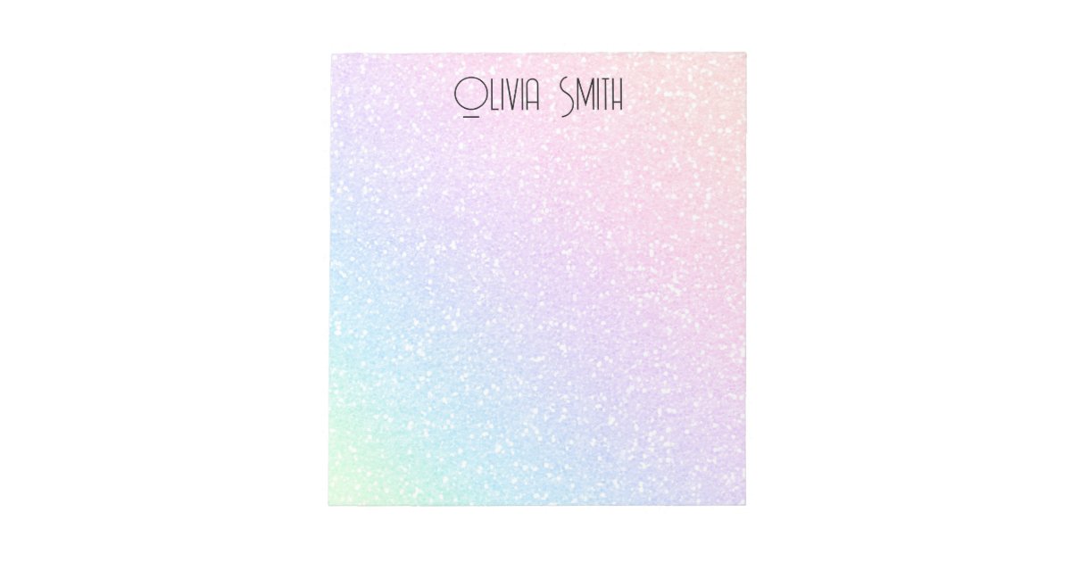 Personalized Modern Sweet Rainbow Glitter Notepad | Zazzle