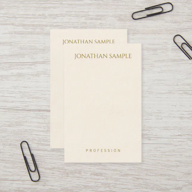 Personalized Modern Vertical Gold Text Elegant Business Card | Zazzle