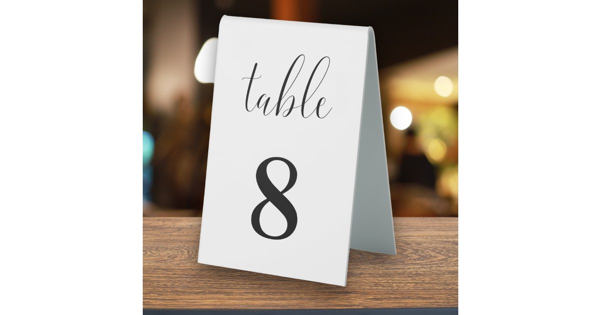 Personalized Modern White Minimalist Numbers Table Tent | Zazzle