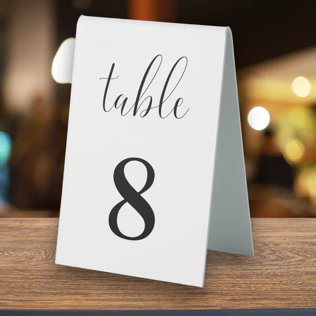 Personalized Modern White Minimalist Numbers Table Tent | Zazzle