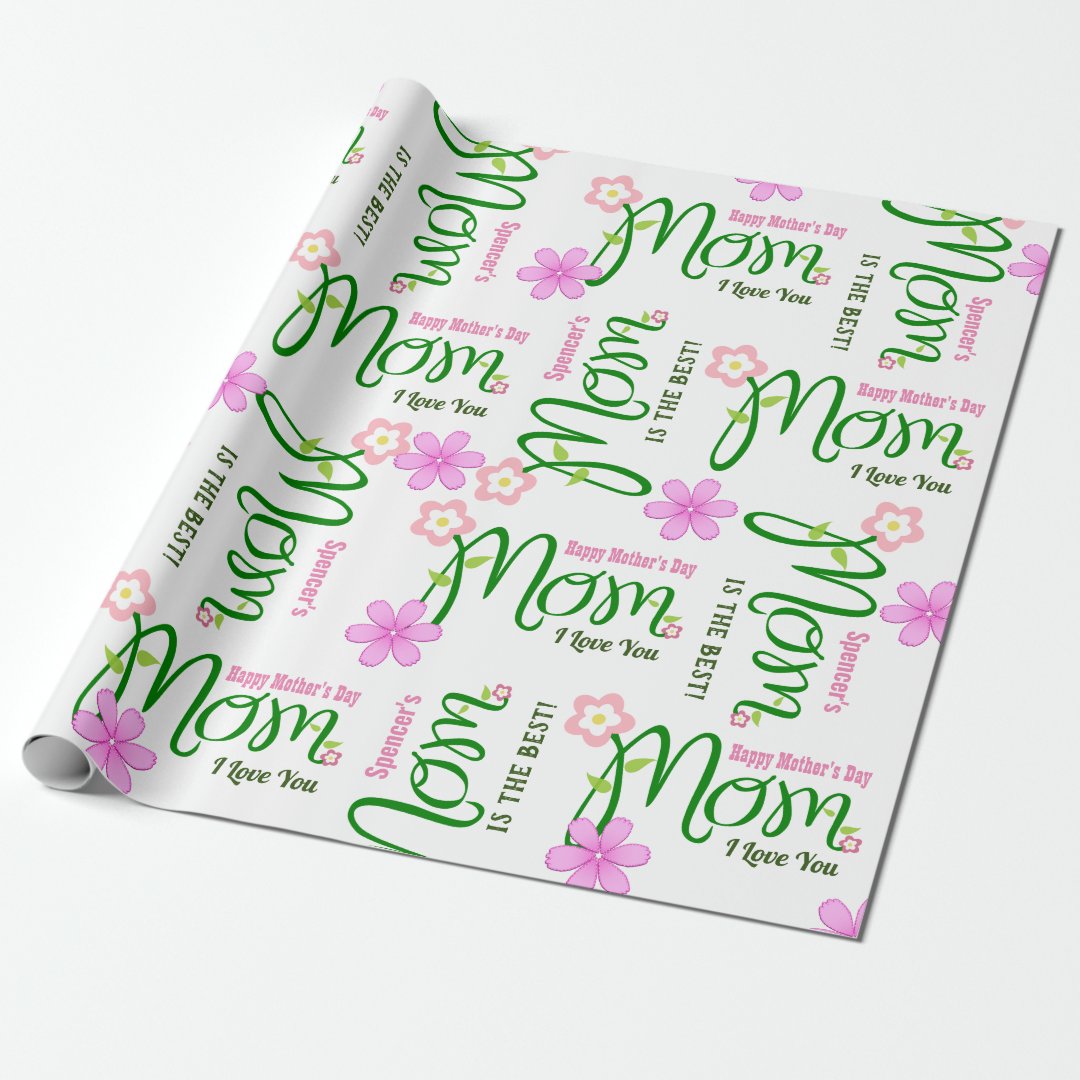 Personalized "Mom" Birthday or Mother's Day Wrapping Paper | Zazzle