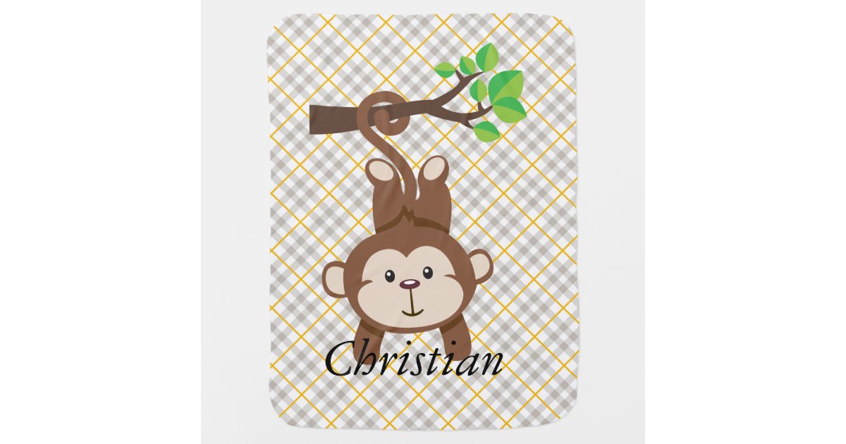 Personalized Monkey Baby Blanket | Zazzle
