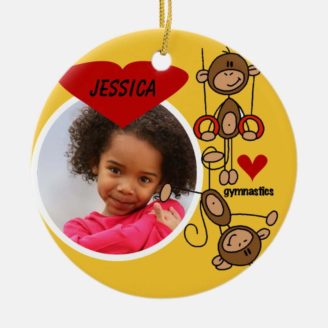 Personalized Monkey Gymnastics Photo Ornament | Zazzle