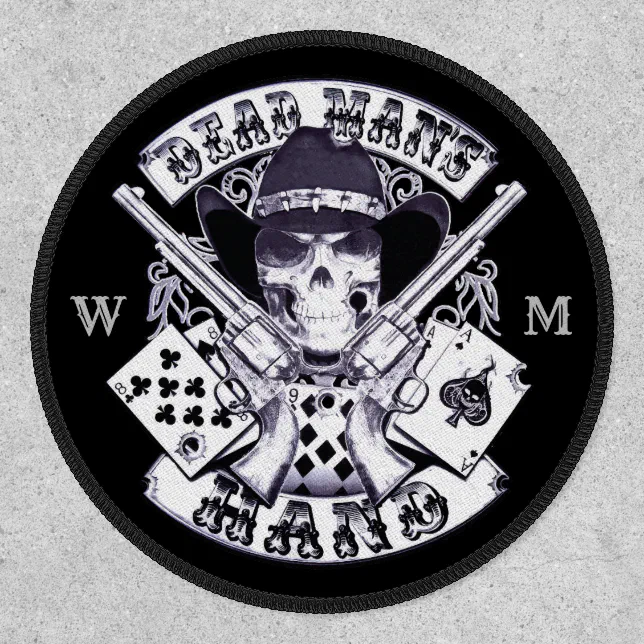Personalized Monogram Aces And Eights Cowboy Skull Patch | Zazzle