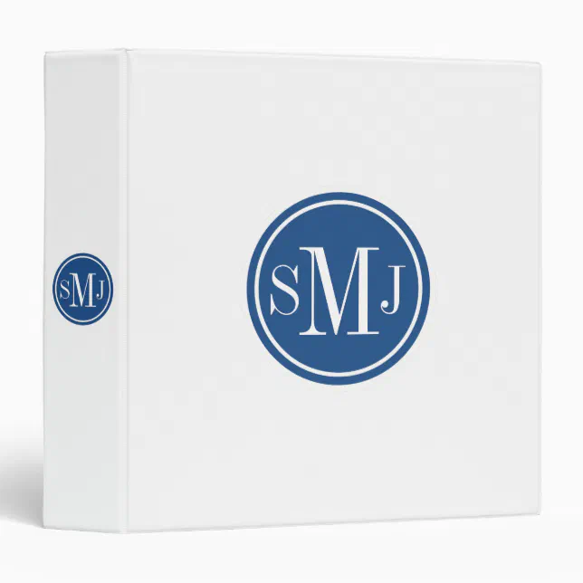 Personalized Monogram and Classic Blue 3 Ring Binder | Zazzle