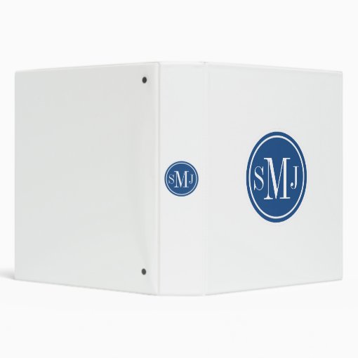 Personalized Monogram and Classic Blue 3 Ring Binder | Zazzle
