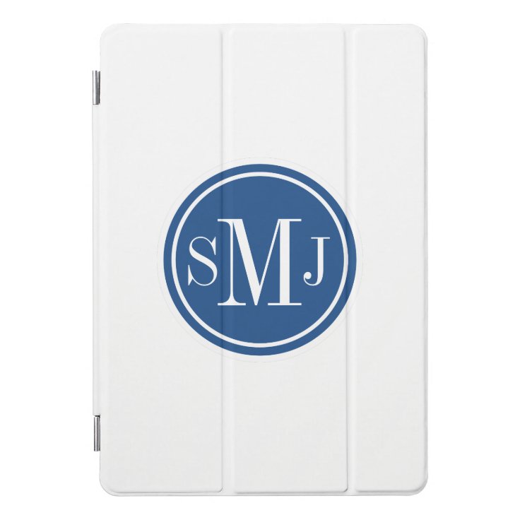 Personalized Monogram and Classic Blue iPad Pro Cover | Zazzle