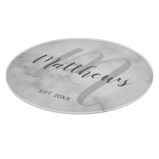 Personalized Monogram and Family Name Marble Cutting Board | Zazzle
