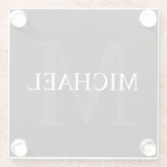 Personalized Monogram and Name Black Glass Coaster | Zazzle