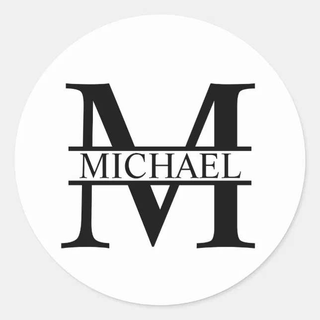 Personalized Monogram and Name Classic Round Sticker | Zazzle