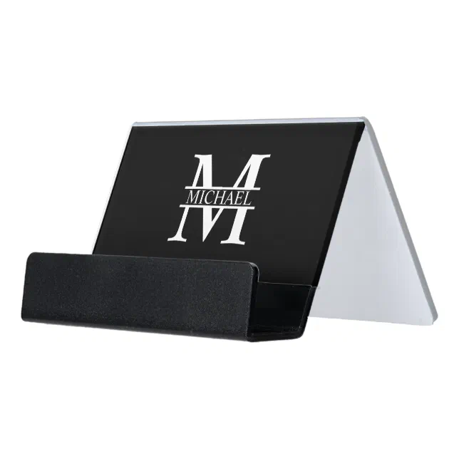 Personalized Monogram and Name Desk Business Card Holder | Zazzle