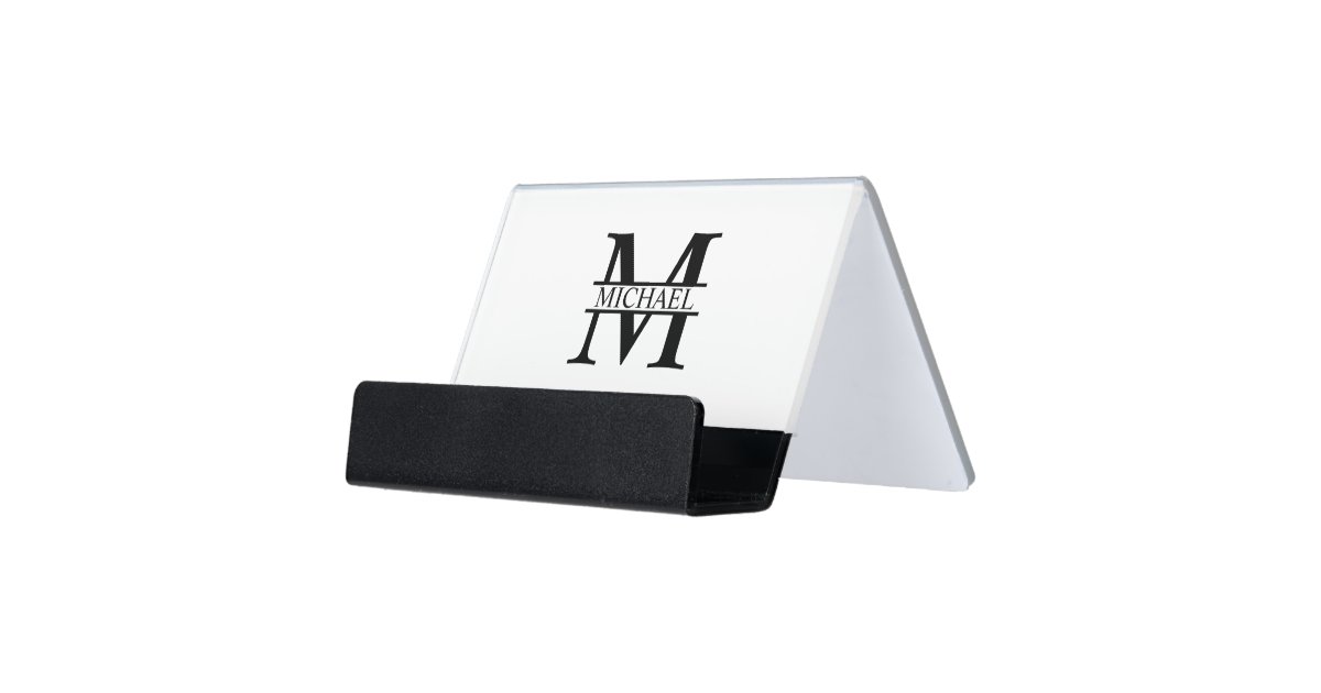 Personalized Monogram and Name Desk Business Card Holder | Zazzle