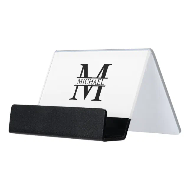 Personalized Monogram and Name Desk Business Card Holder | Zazzle