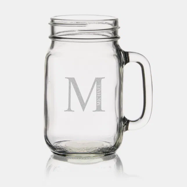 Personalized Monogram and Name Mason Jar W/ Handle | Zazzle