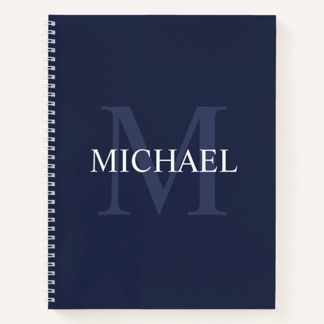 Personalized Monogram and Name Navy Blue Notebook | Zazzle