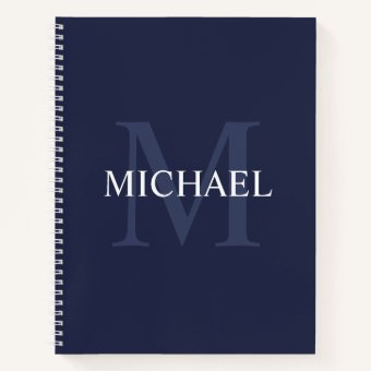 Personalized Monogram and Name Navy Blue Notebook | Zazzle