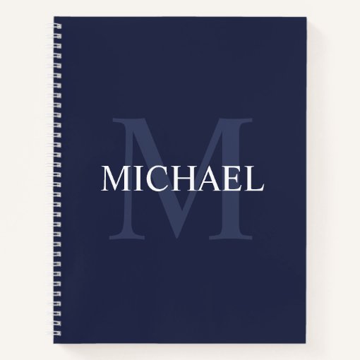 Personalized Monogram and Name Navy Blue Notebook | Zazzle