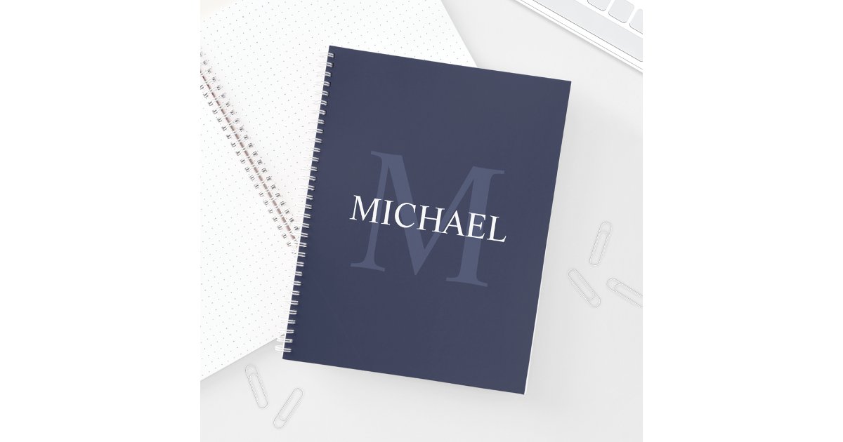 Personalized Monogram and Name Navy Blue Notebook | Zazzle