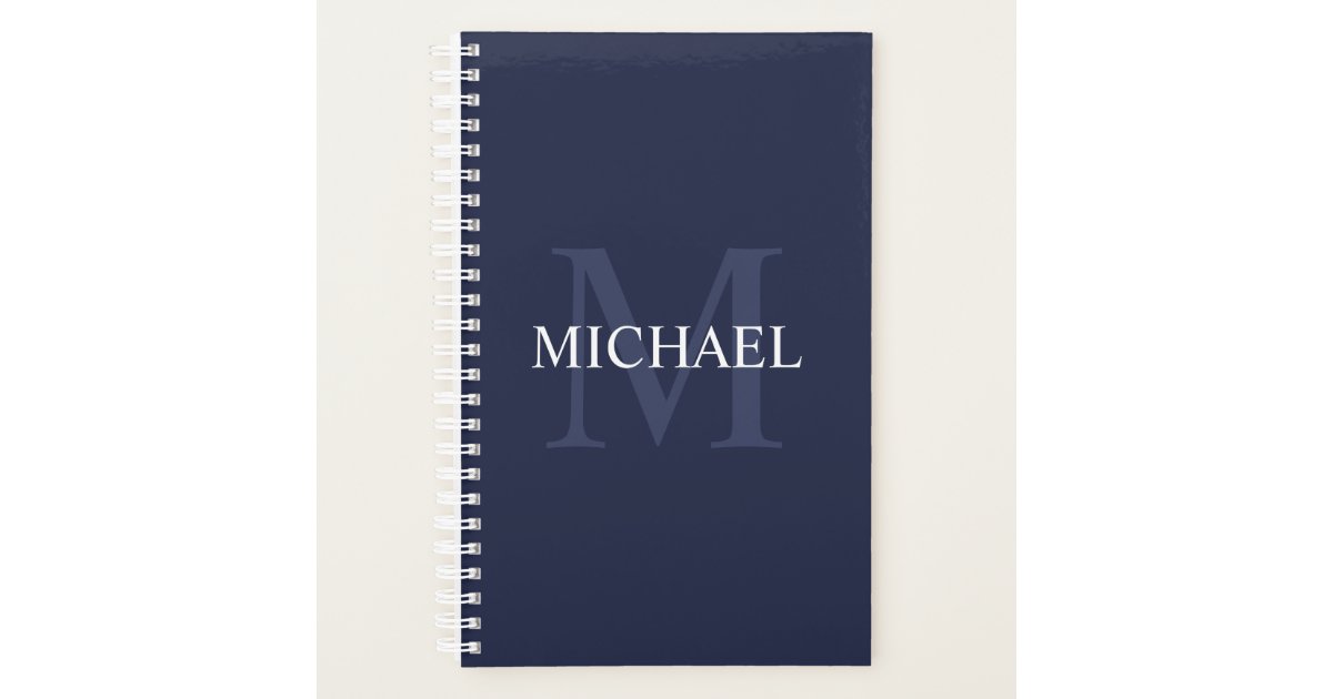 Personalized Monogram and Name Navy Blue Planner | Zazzle