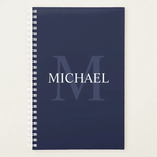 Personalized Monogram and Name Navy Blue Planner | Zazzle