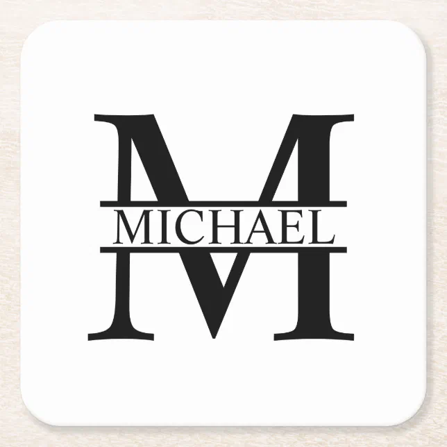 Personalized Monogram and Name Square Paper Coaster | Zazzle