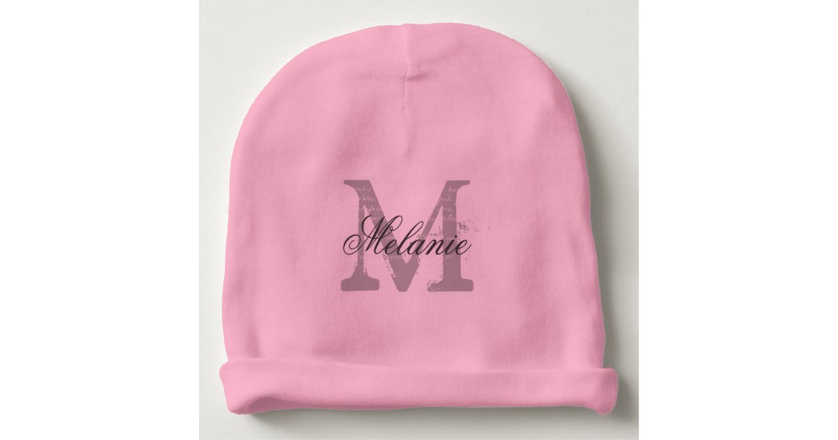 Personalized monogram baby beanie hat for infants | Zazzle