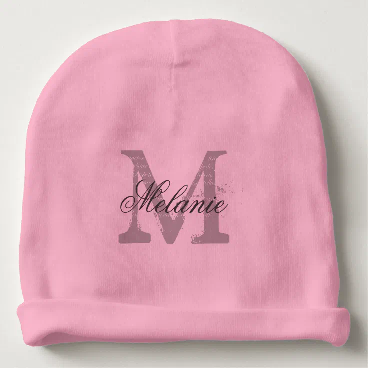 Personalized monogram baby beanie hat for infants | Zazzle
