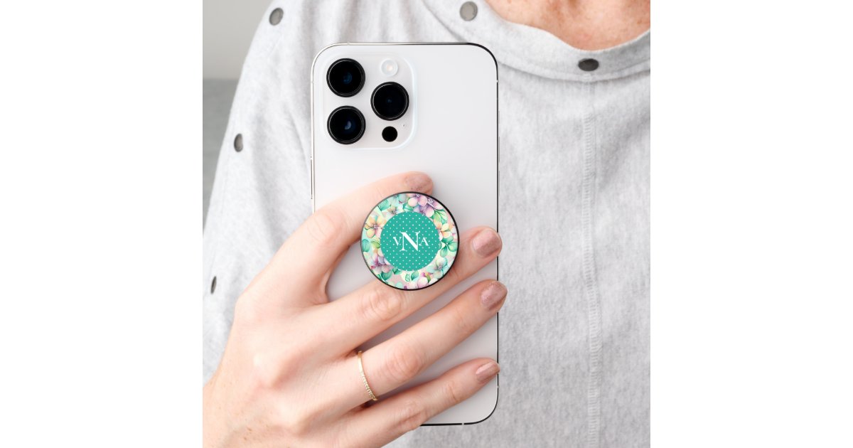 Personalized Monogram Floral PopSocket | Zazzle