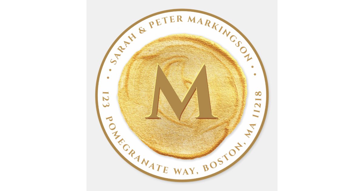 Personalized Monogram Gold Sticker | Zazzle
