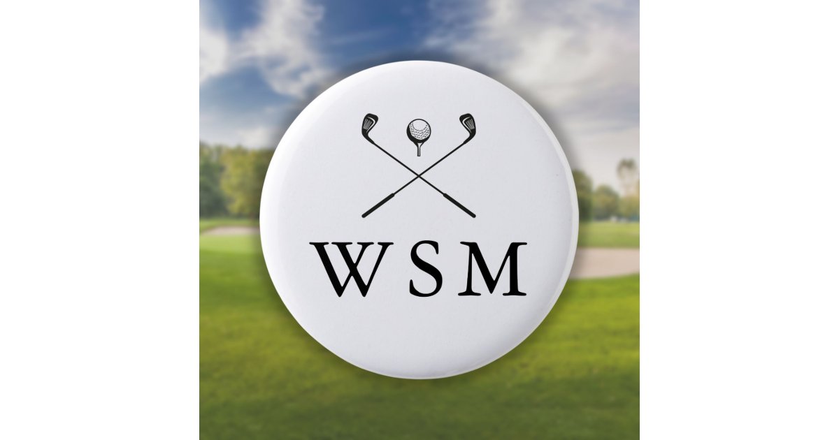 Personalized Monogram Golf Clubs Button | Zazzle