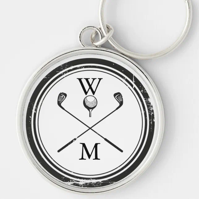 Personalized Monogram Golf Clubs Keychain | Zazzle