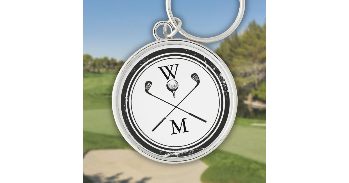 Personalized Monogram Golf Clubs Keychain | Zazzle