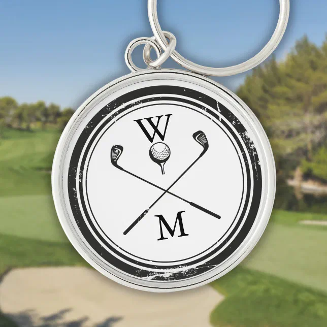 Personalized Monogram Golf Clubs Keychain | Zazzle