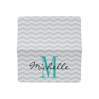 Personalized monogram grey chevron checkbook cover | Zazzle