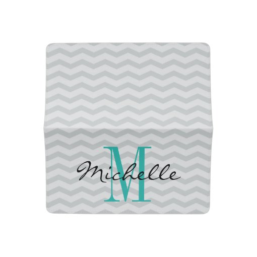Personalized monogram grey chevron checkbook cover | Zazzle