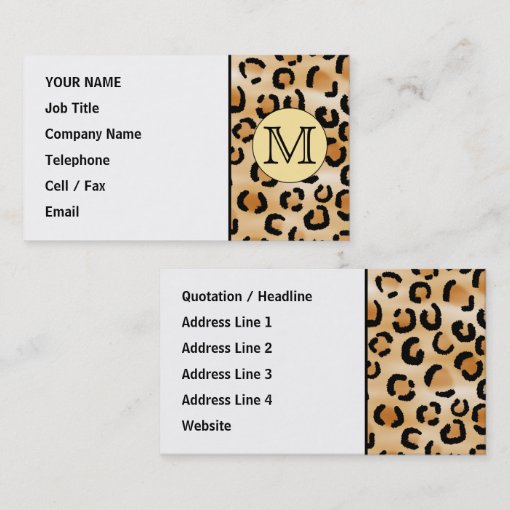 Personalized Monogram Leopard Print Pattern. Business Card | Zazzle