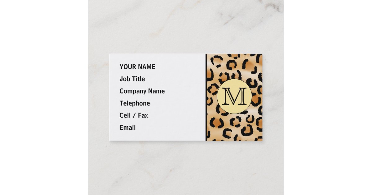 Personalized Monogram Leopard Print Pattern. Business Card | Zazzle