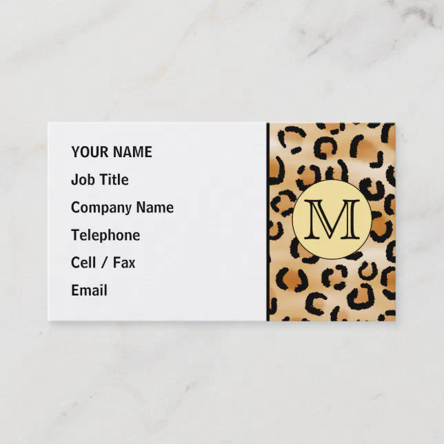 Personalized Monogram Leopard Print Pattern. Business Card | Zazzle