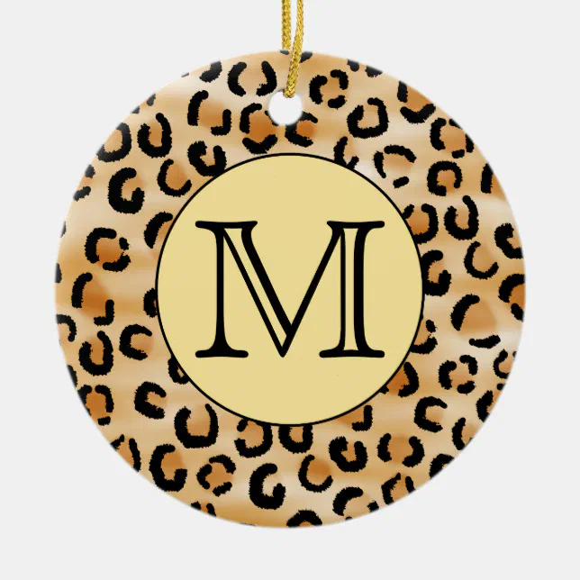 Personalized Monogram Leopard Print Pattern. Ceramic Ornament | Zazzle