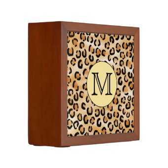 Personalized Monogram Leopard Print Pattern. Desk Organizer | Zazzle