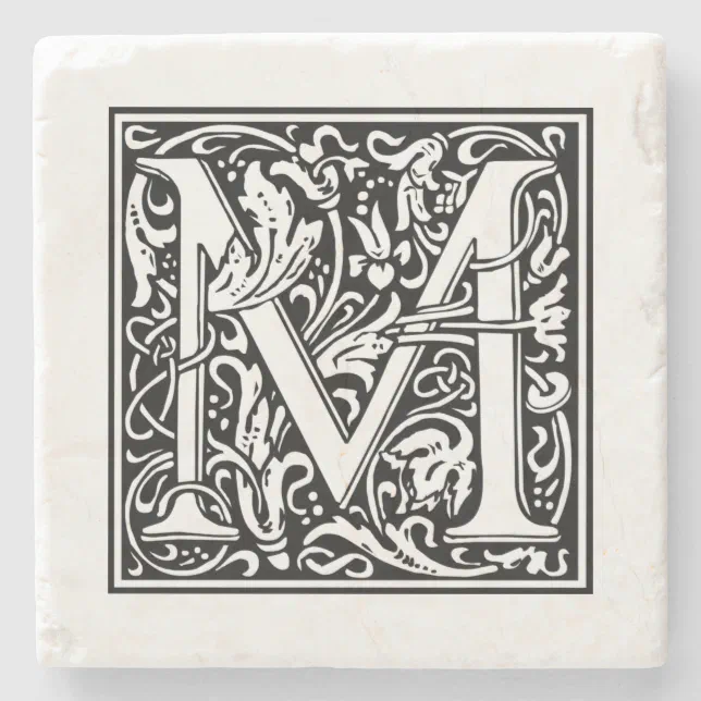 Personalized Monogram Letter M Wedding Birthday Stone Coaster | Zazzle