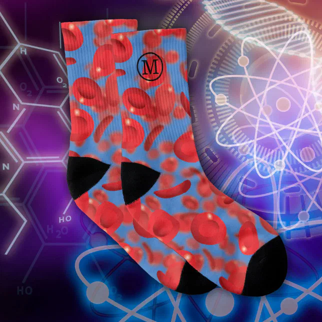Personalized Monogram Medical Blood Cells Socks | Zazzle