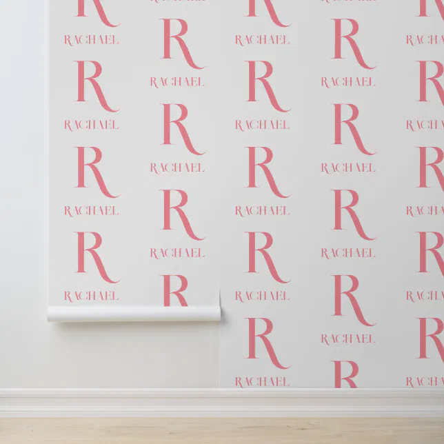 Personalized Monogram Name Minimal Stylish Pink Wallpaper | Zazzle
