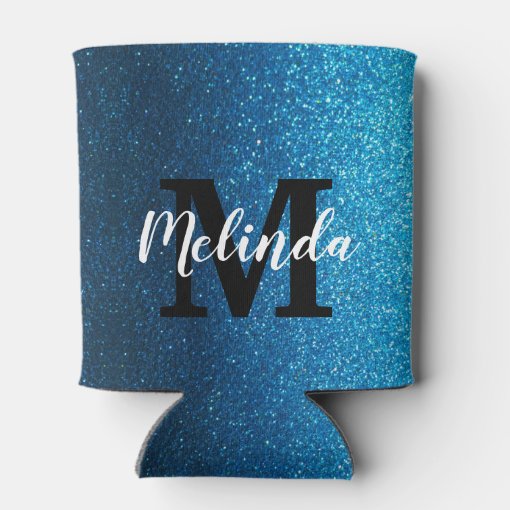 Personalized Monogram Name Modern Glitter Party Can Cooler | Zazzle